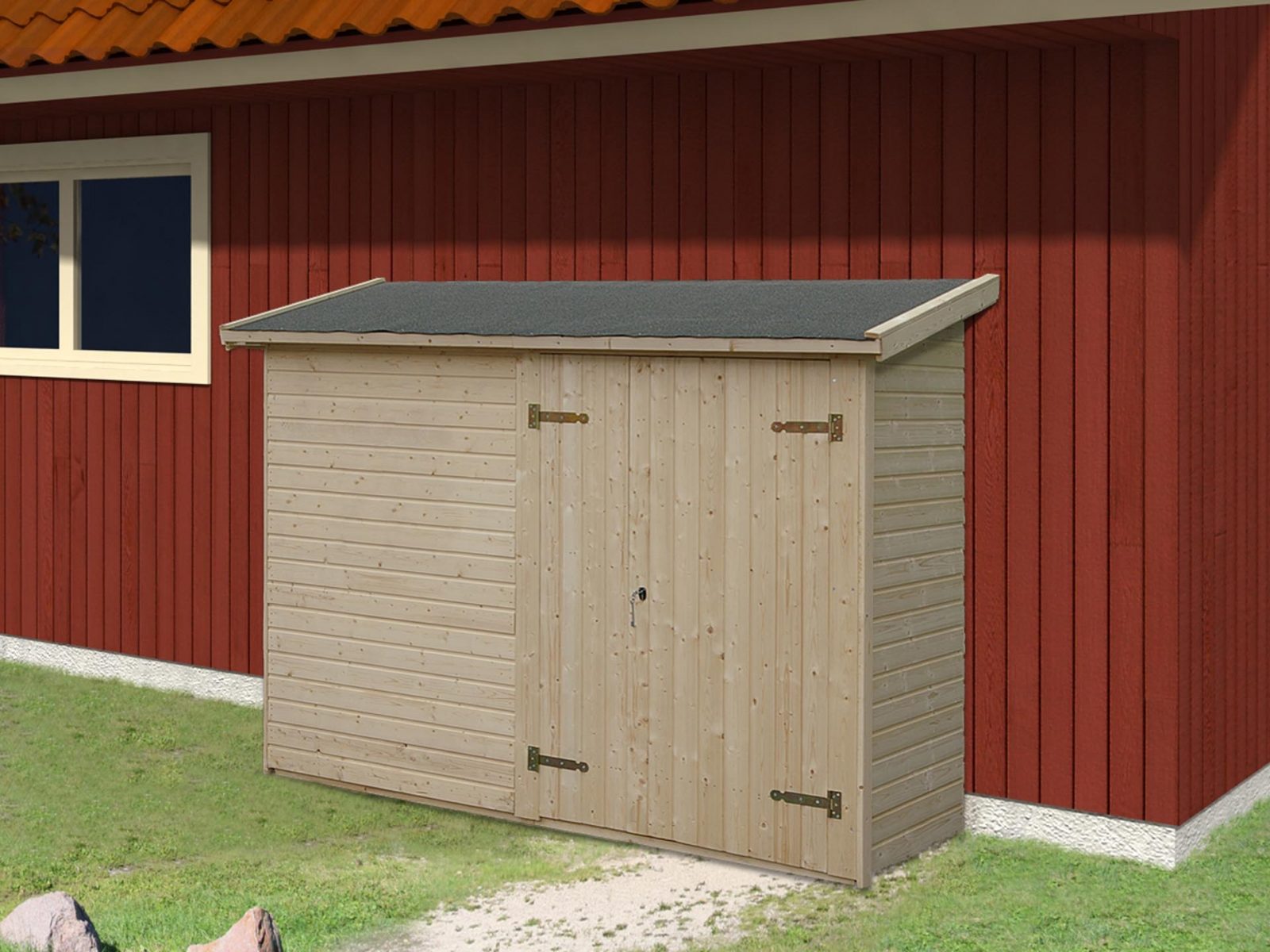 Skur på hus - 2,2 m2 skur monteres direkte på dit hus