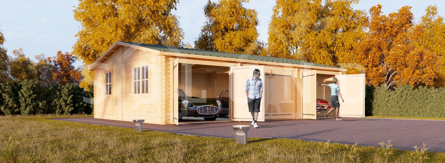 Dobbelt garage i træ, selvbyg garage til billige priser - høj kvalitet