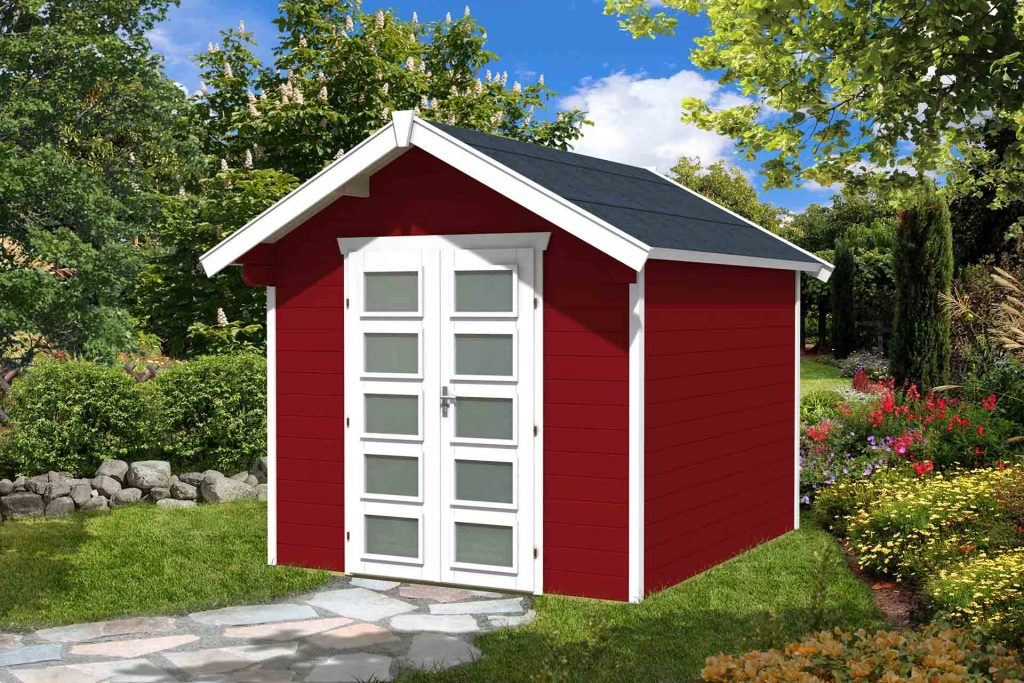 7,5 m2 træskur i solide bjælker | Få et praktisk skur hos Sølund Huse