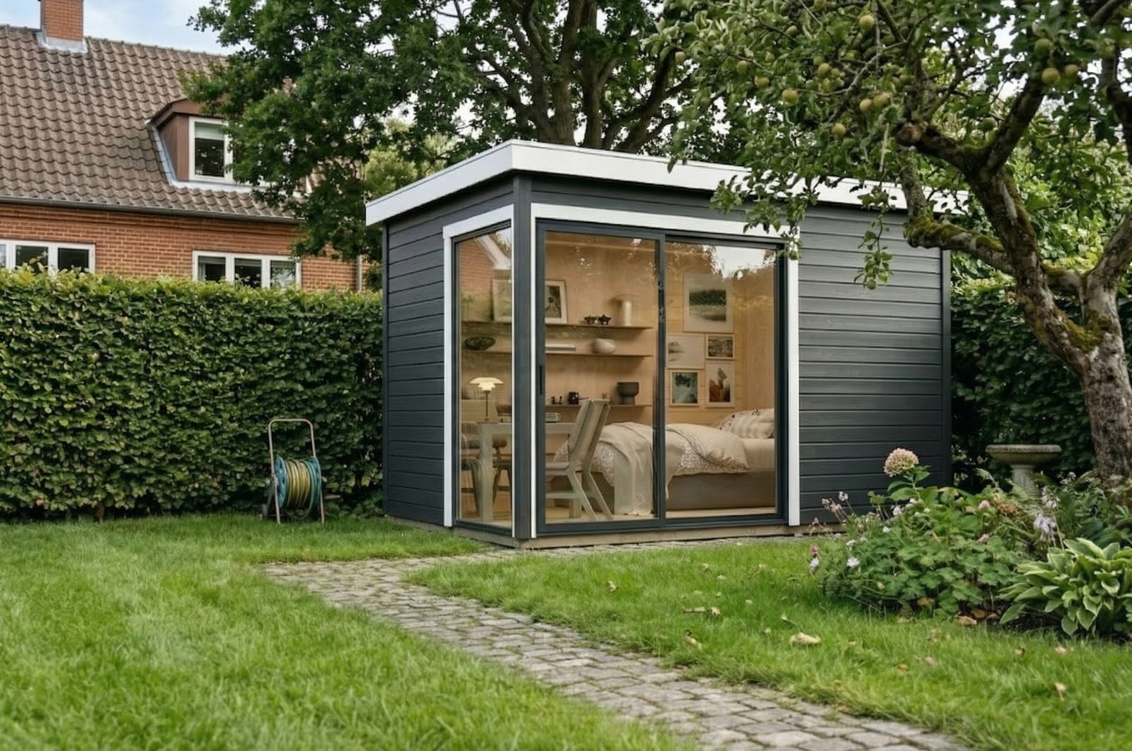 Anne havehus med skydedør i glas | Sølund Huse